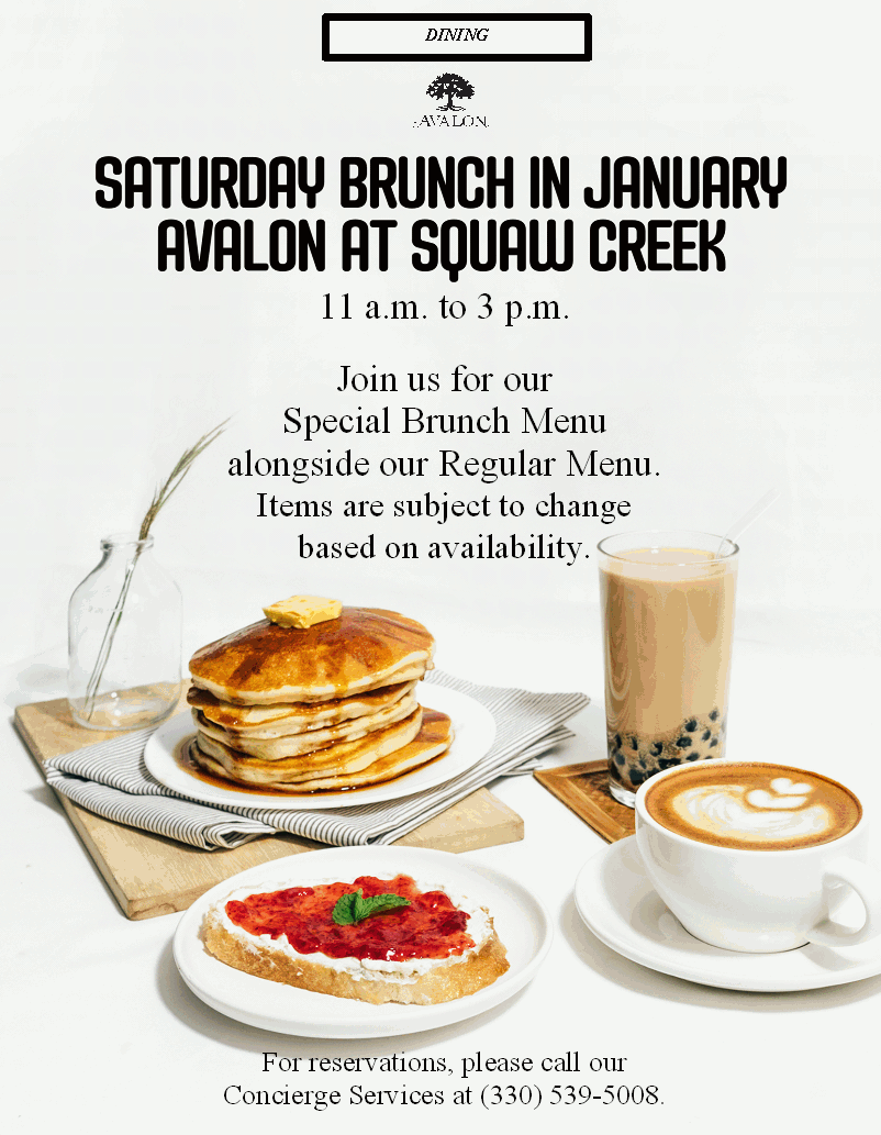 Saturday Brunch in January at Avalon at Squaw Creek - Avalon Golf ...